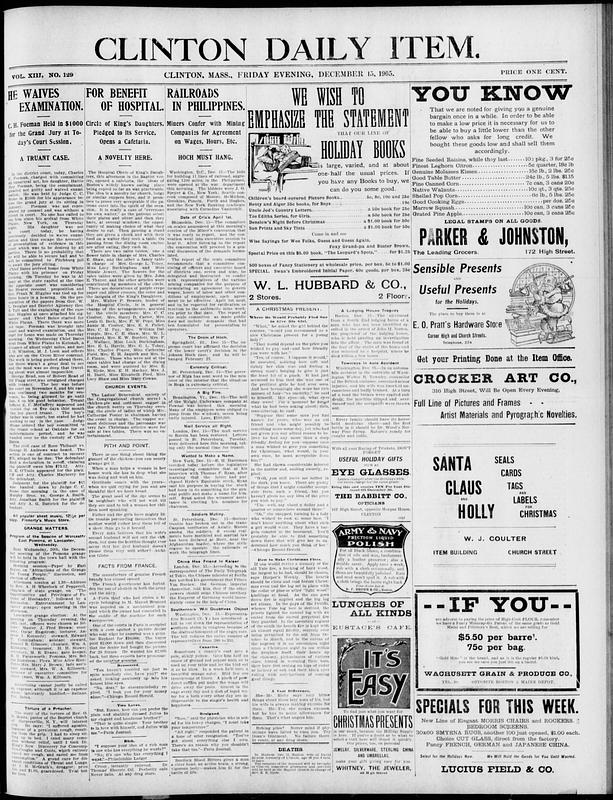 Clinton Daily Item. December 15, 1905 - Digital Commonwealth