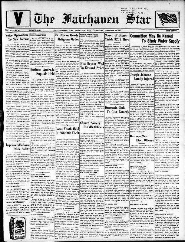 The Fairhaven Star. February 20, 1947 - Digital Commonwealth