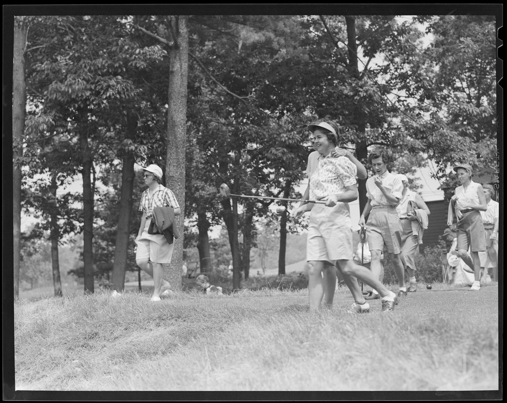 Pippy Rooney and Mrs. Donald McCluskey walk together at Pine Brook ...