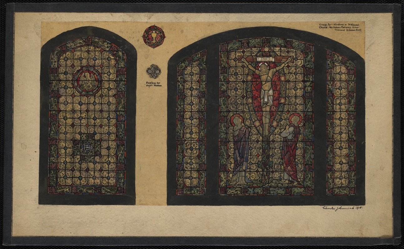 Design for windows on St. William's Church. Emblems for right window ...