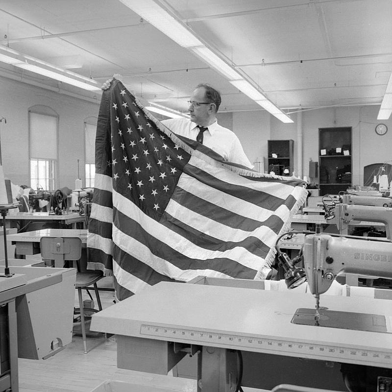Flag making at Framingham Prison - Digital Commonwealth