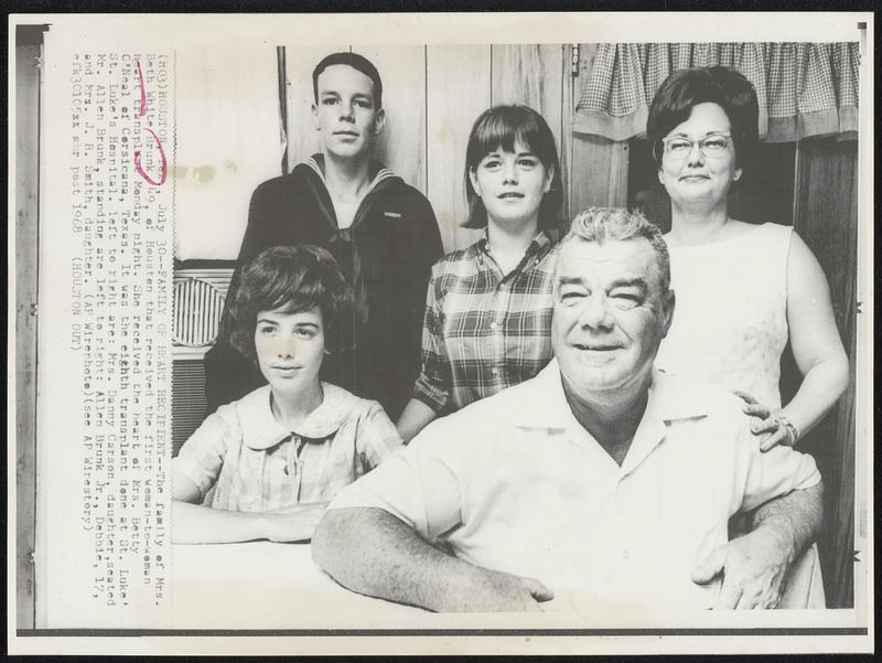 Family of Heart Recipient--The family of Mrs. Beth White Brunk, 49, of ...