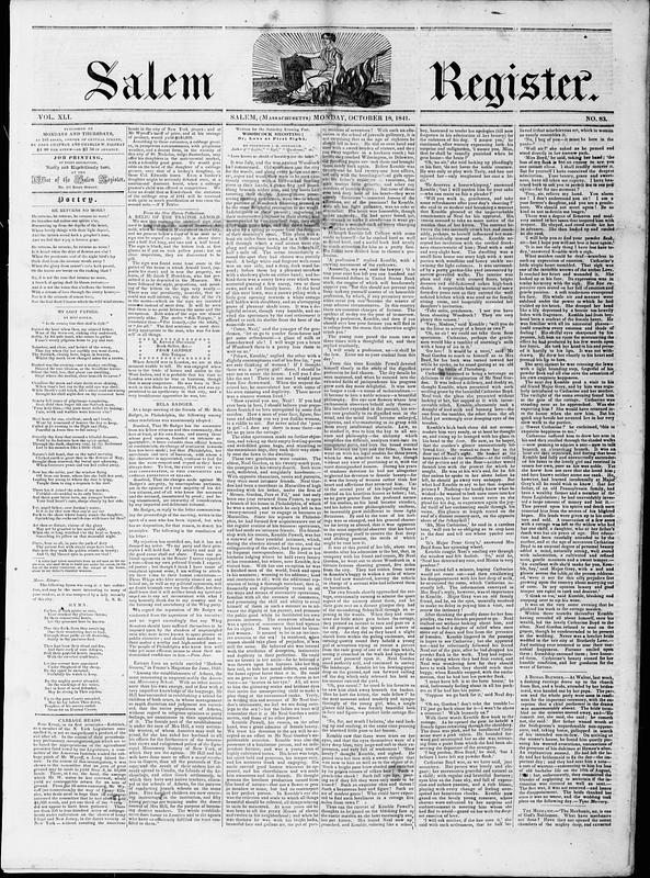 Salem Register. October 18, 1841 - Digital Commonwealth
