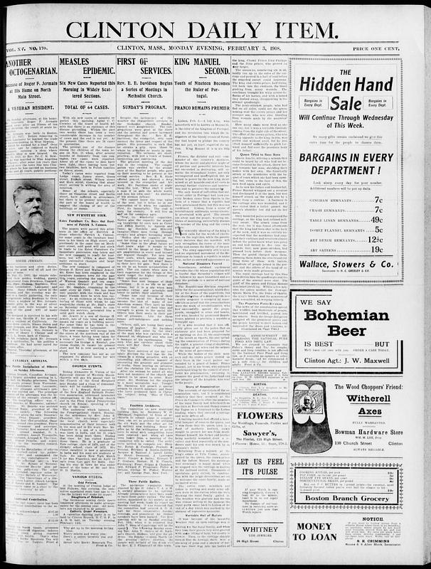 Clinton Daily Item. February 03, 1908 - Digital Commonwealth