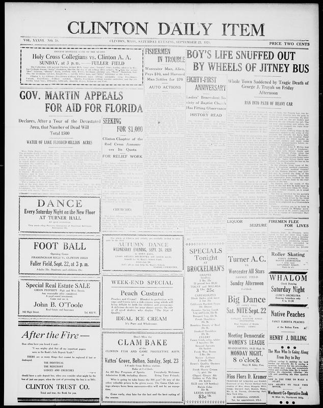 Clinton Daily Item. September 22, 1928 - Digital Commonwealth