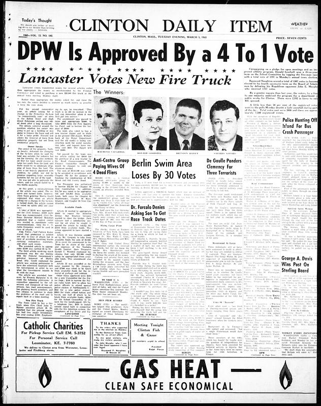 Clinton Daily Item. March 05, 1963 - Digital Commonwealth