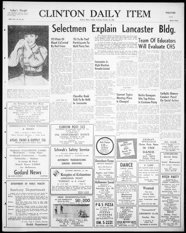 Clinton Daily Item. October 29, 1965 - Digital Commonwealth