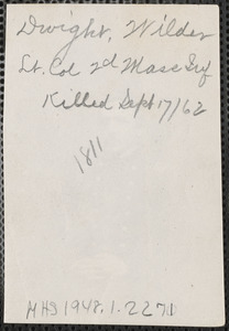 Dwight, Wilder, Lieutenant Colonel, 2nd Massachusetts Infantry, Killed ...