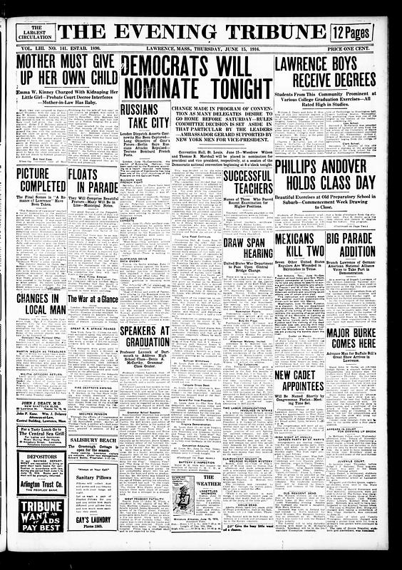 The Evening Tribune. June 15, 1916 - Digital Commonwealth