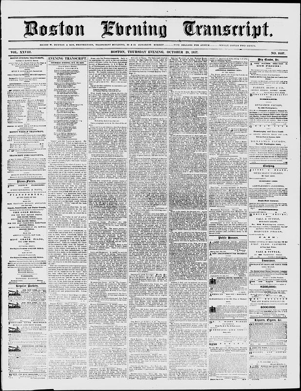 Boston Evening Transcript. October 29, 1857 - Digital Commonwealth