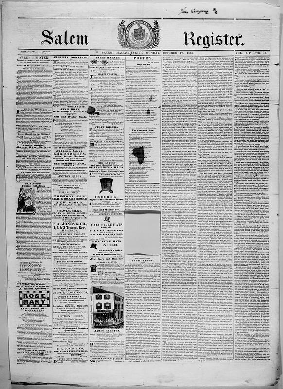 Salem Register. October 17, 1853 - Digital Commonwealth