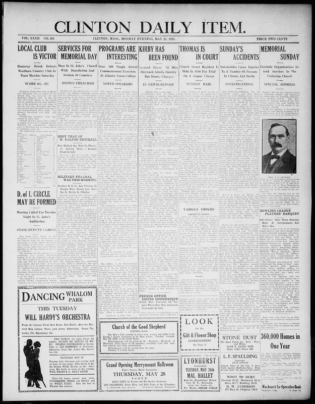 Clinton Daily Item. May 25, 1925 - Digital Commonwealth
