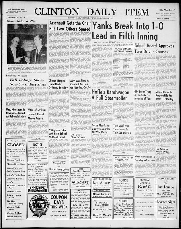 Clinton Daily Item. October 02, 1957 - Digital Commonwealth