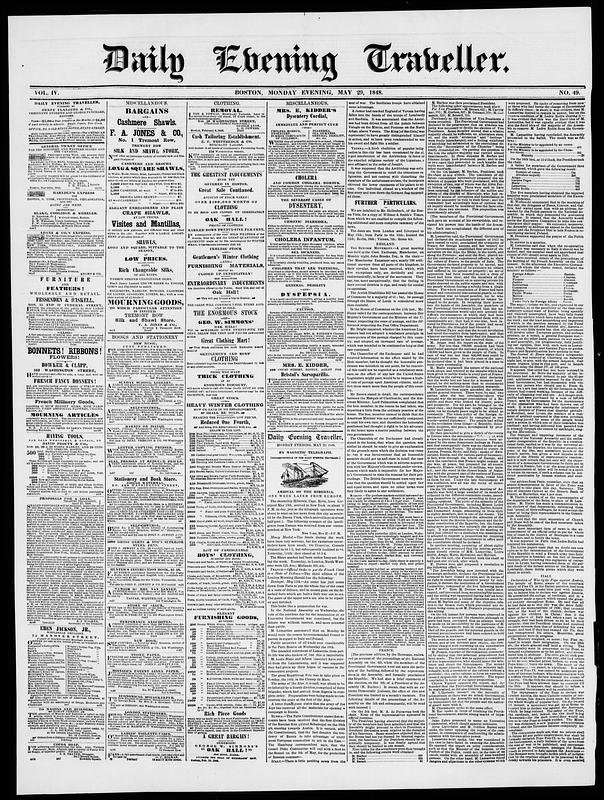 Daily Evening Traveller. May 29, 1848 - Digital Commonwealth