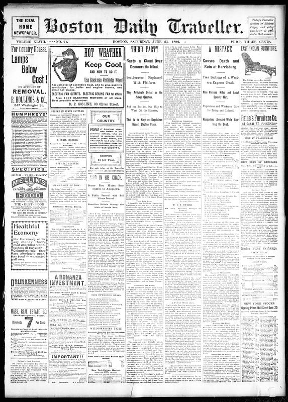 Boston Daily Traveller. June 25, 1892 - Digital Commonwealth