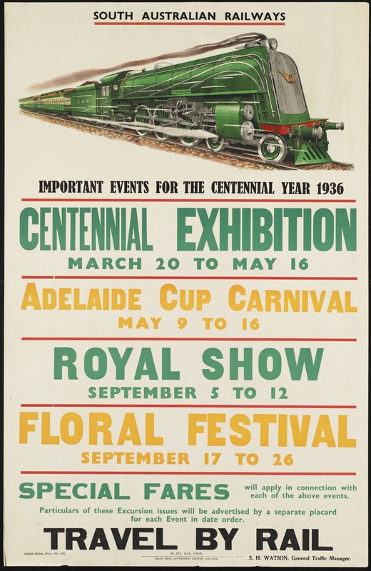 Travel by rail. Important events for the centennial year 1936 - Digital ...