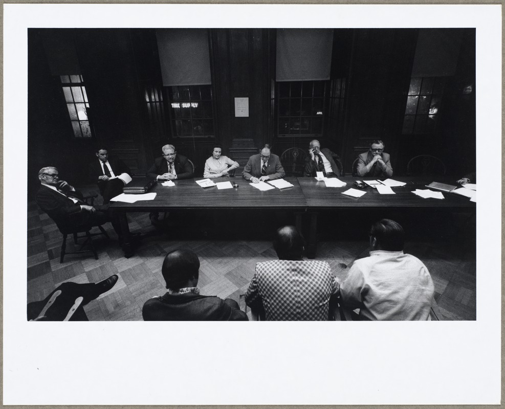Selectmen in the hearing room of the Robbins Memorial Town Hall ...