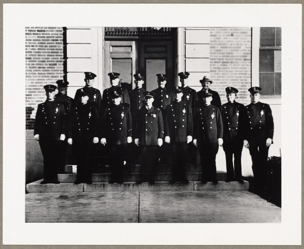 Police in front of station, Central Street - Digital Commonwealth