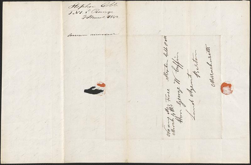 Stephen Cobb to George Coffin, 1 March 1842 - Digital Commonwealth