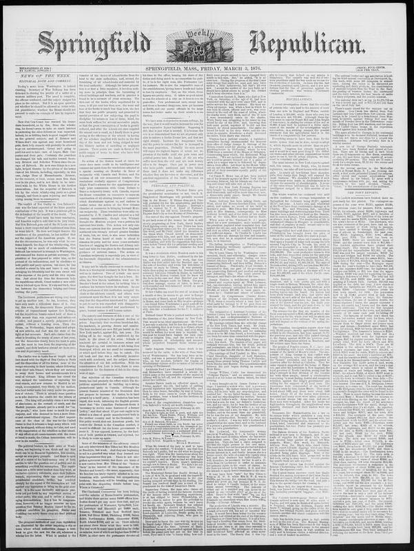 Springfield Weekly Republican. March 03, 1876 - Digital Commonwealth