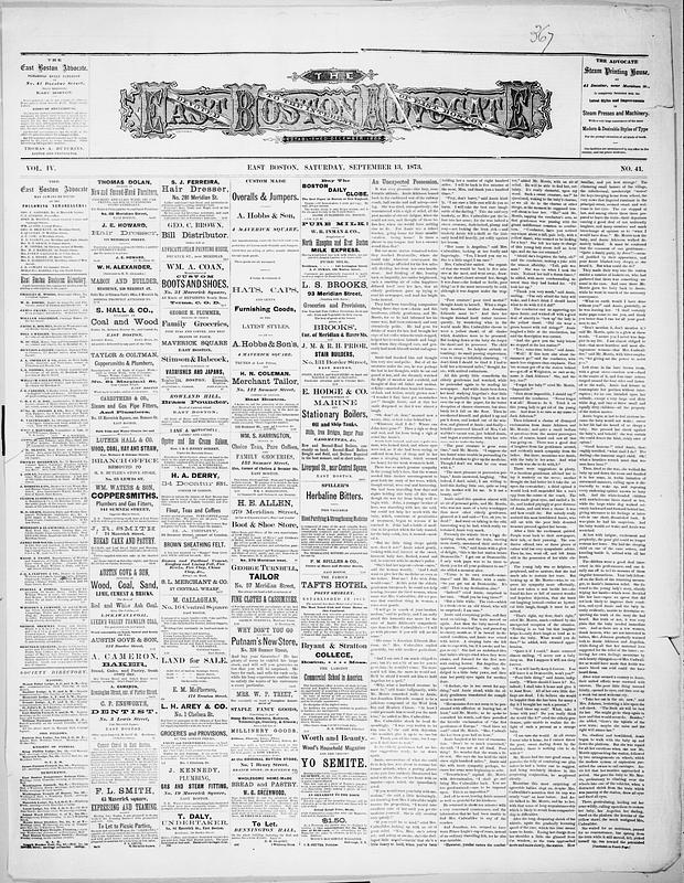 The East Boston Advocate. September 13, 1873 - Digital Commonwealth