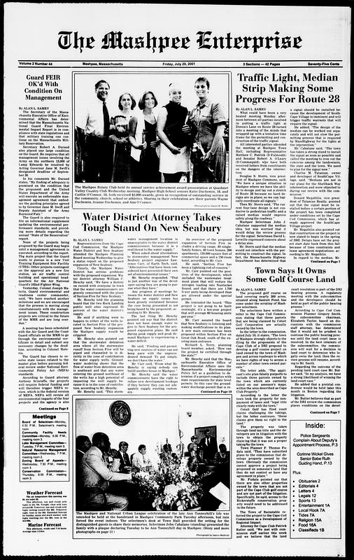 The Mashpee Enterprise. July 20, 2001 - Digital Commonwealth