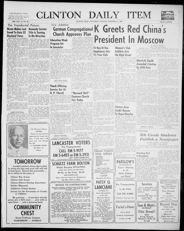 Clinton Daily Item. November 05, 1960 - Digital Commonwealth