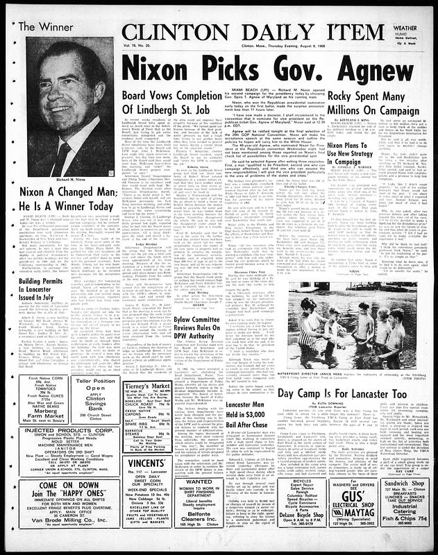 Clinton Daily Item. August 08, 1968 - Digital Commonwealth