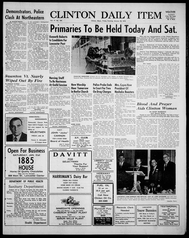 Clinton Daily Item. January 30, 1970 - Digital Commonwealth
