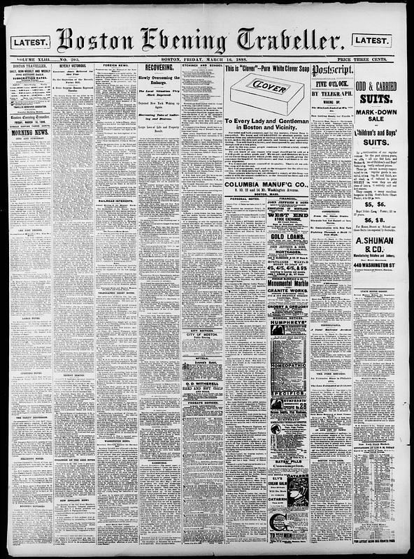 Boston Evening Traveller. March 16, 1888 - Digital Commonwealth