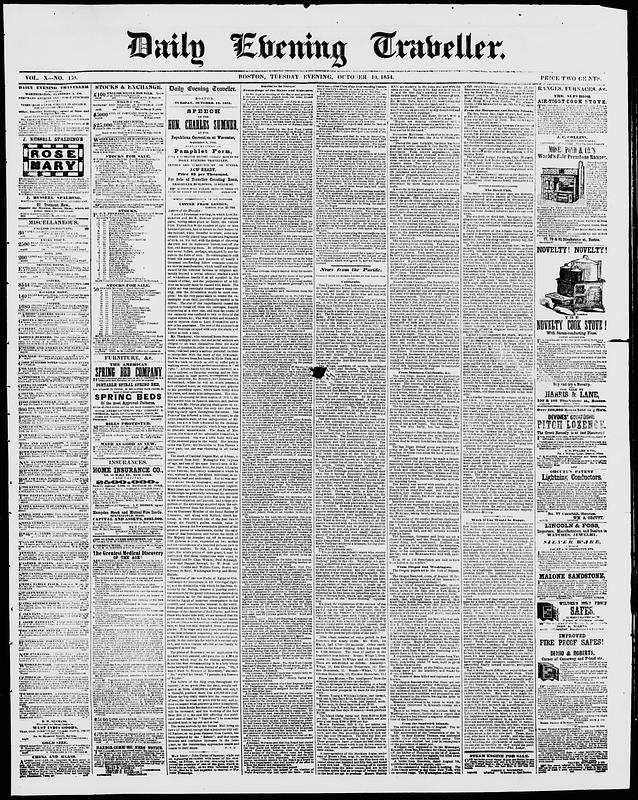 Daily Evening Traveller. October 10, 1854 - Digital Commonwealth