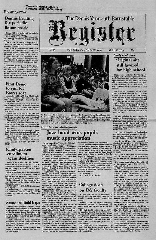 The Dennis Yarmouth Barnstable Register. April 16, 1970 - Digital ...
