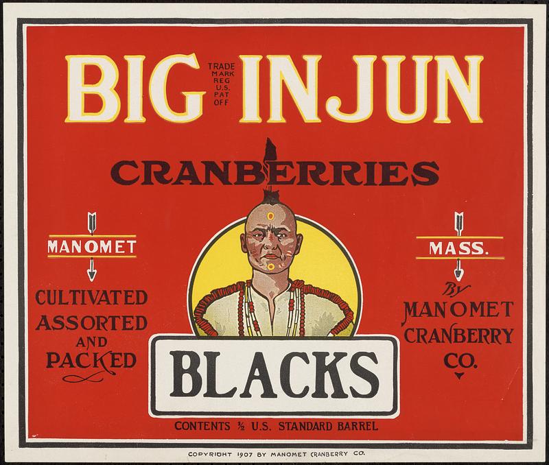 Big Injun Cranberries Blacks Half Barrel Box Label - Digital Commonwealth