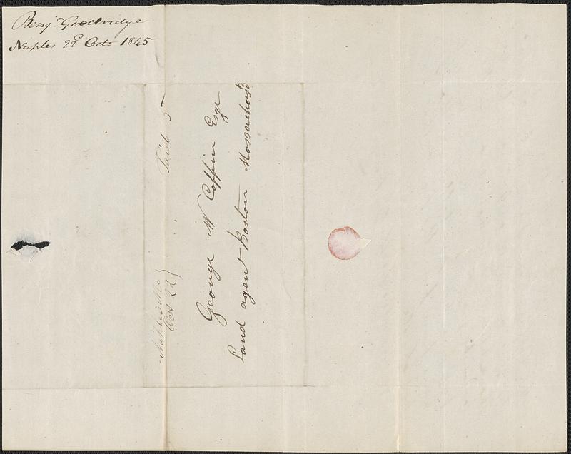 Benjamin Goodridge to George Coffin, 22 October 1845 - Digital Commonwealth