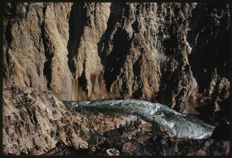 Rock face and river over canyon, Yellowstone National Park - Digital ...