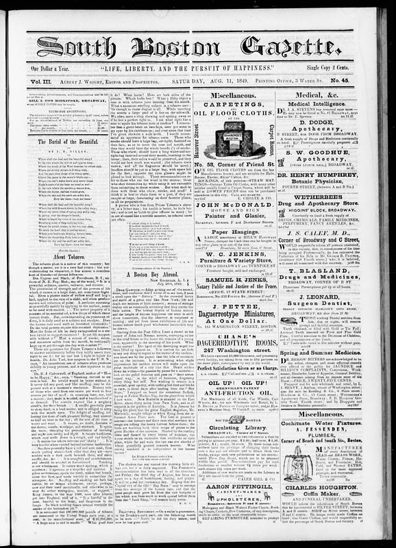 South Boston Gazette. August 11, 1849 - Digital Commonwealth