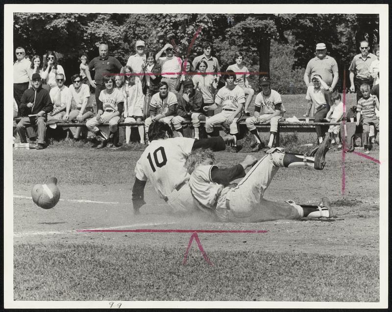 Neil Pitchell of Peabody scores his team's only run in 9-1 loss to ...