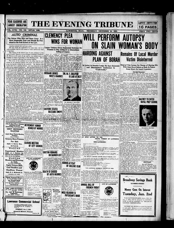The Evening Tribune. December 28, 1922 - Digital Commonwealth