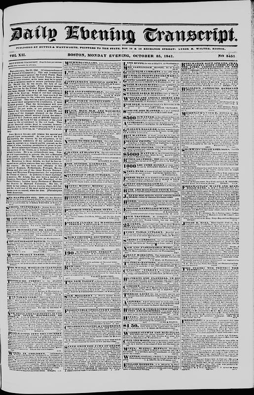Daily Evening Transcript. October 25, 1841 - Digital Commonwealth