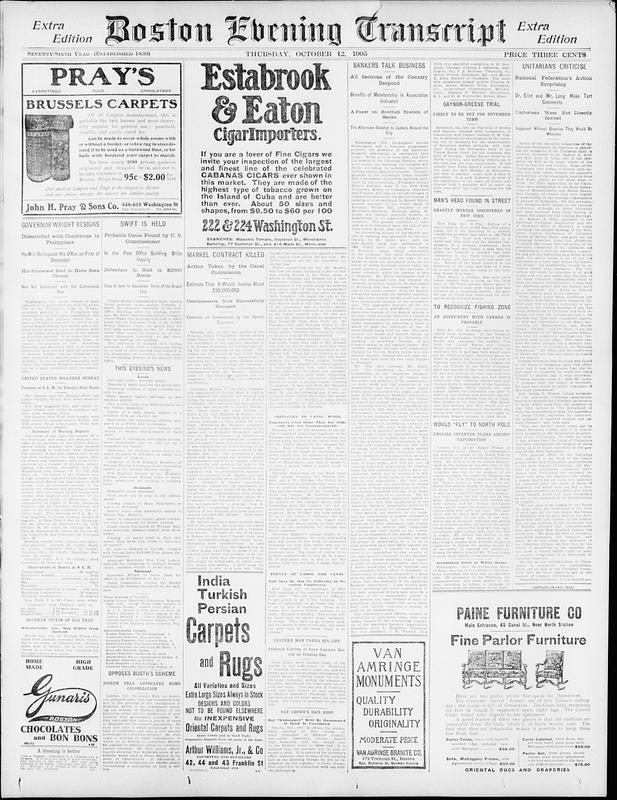Boston Evening Transcript. October 12, 1905 - Digital Commonwealth