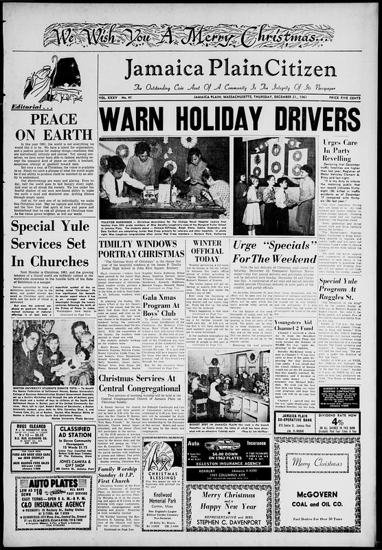 The Jamaica Plain Citizen. December 21, 1961 - Digital Commonwealth