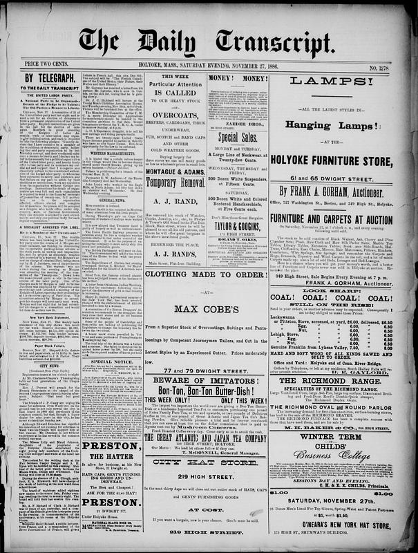 The Daily Transcript. November 27, 1886 - Digital Commonwealth