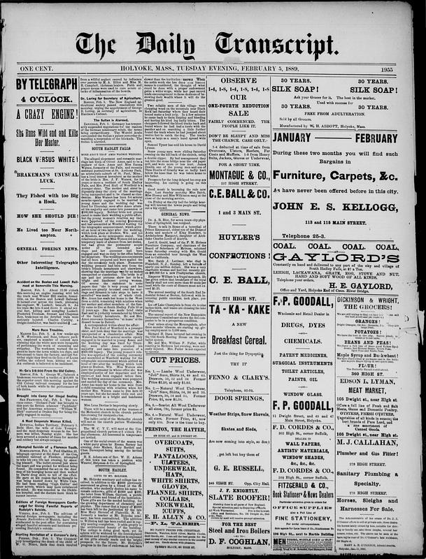 The Daily Transcript. February 05, 1889 - Digital Commonwealth