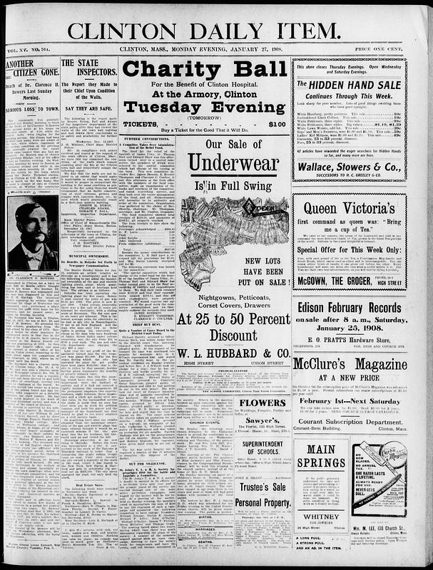 Clinton Daily Item. January 27, 1908 - Digital Commonwealth