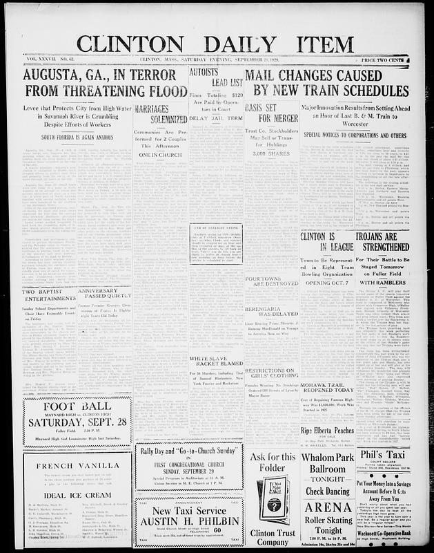 Clinton Daily Item. September 28, 1929 - Digital Commonwealth