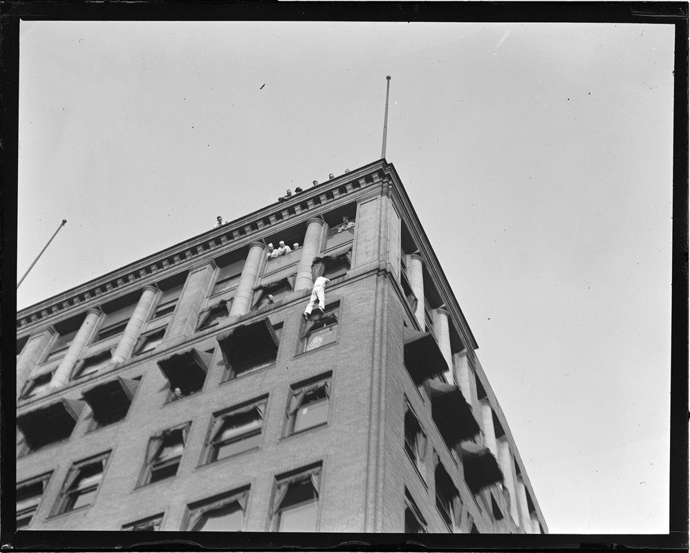 Steeplejack at work on Tremont St. - Digital Commonwealth