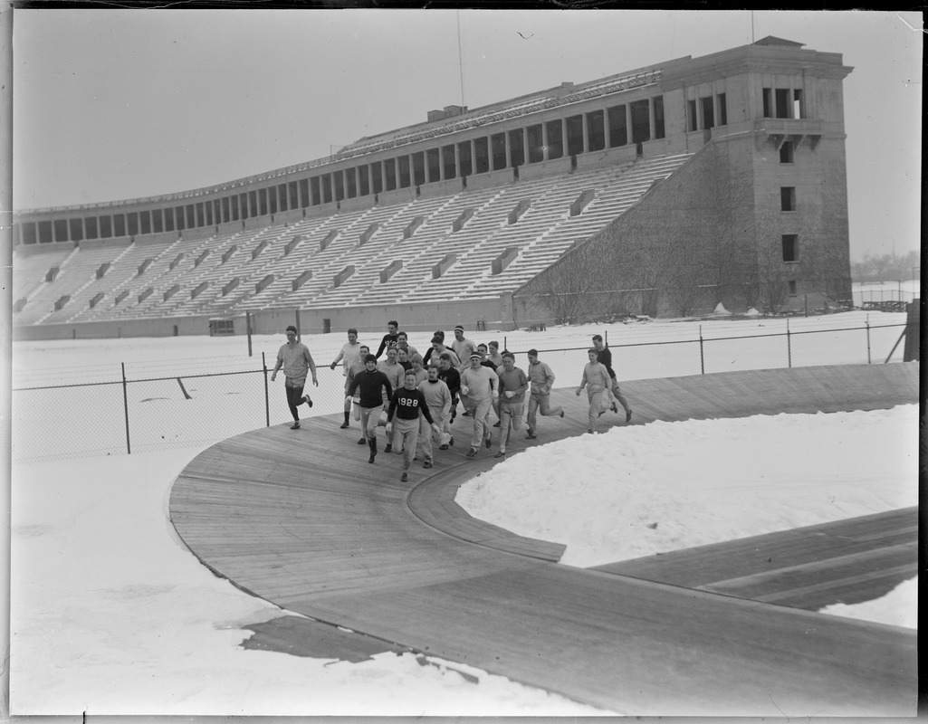 Running on track, Harvard Stadium - Digital Commonwealth