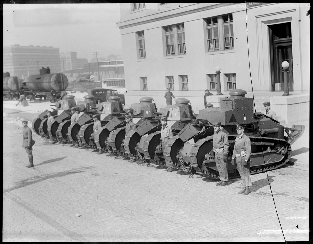 Tanks lined up in South Boston army base - Digital Commonwealth