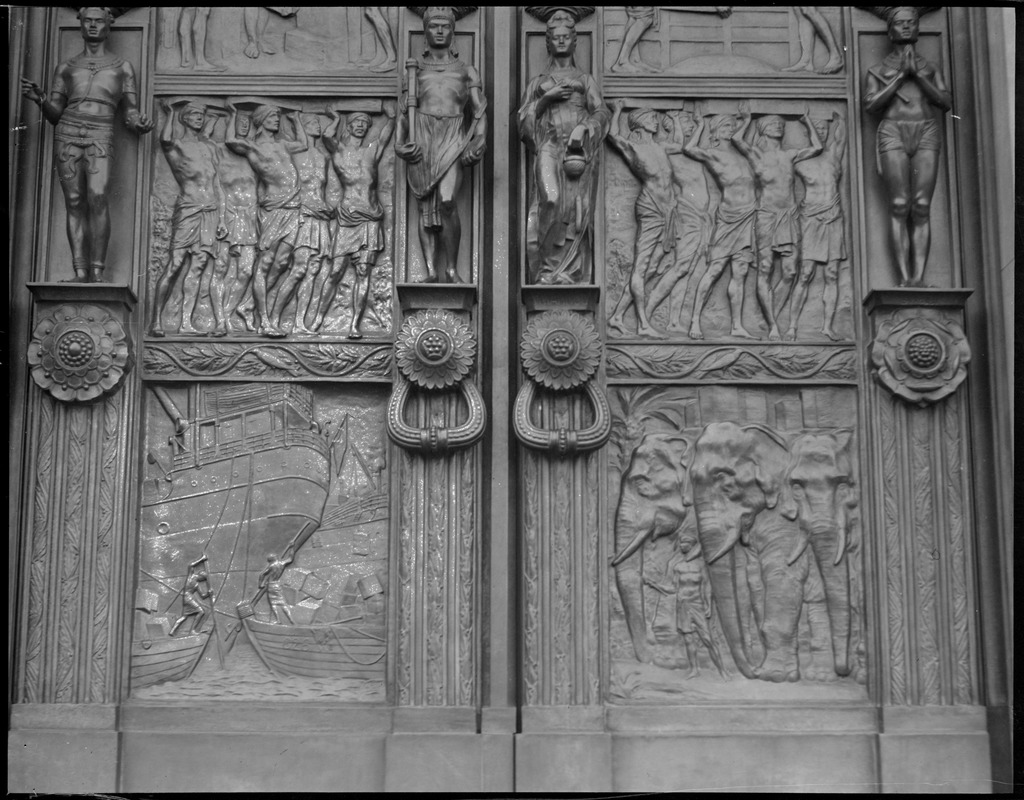 Ornate door to the Salada Tea Building on Stuart St. - Digital Commonwealth