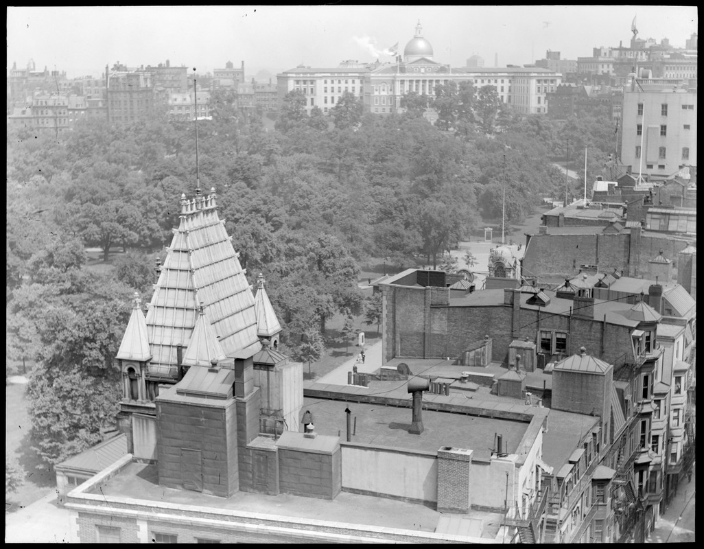 State House/Boston Common from Tremont St. Herald Building roof, on ...